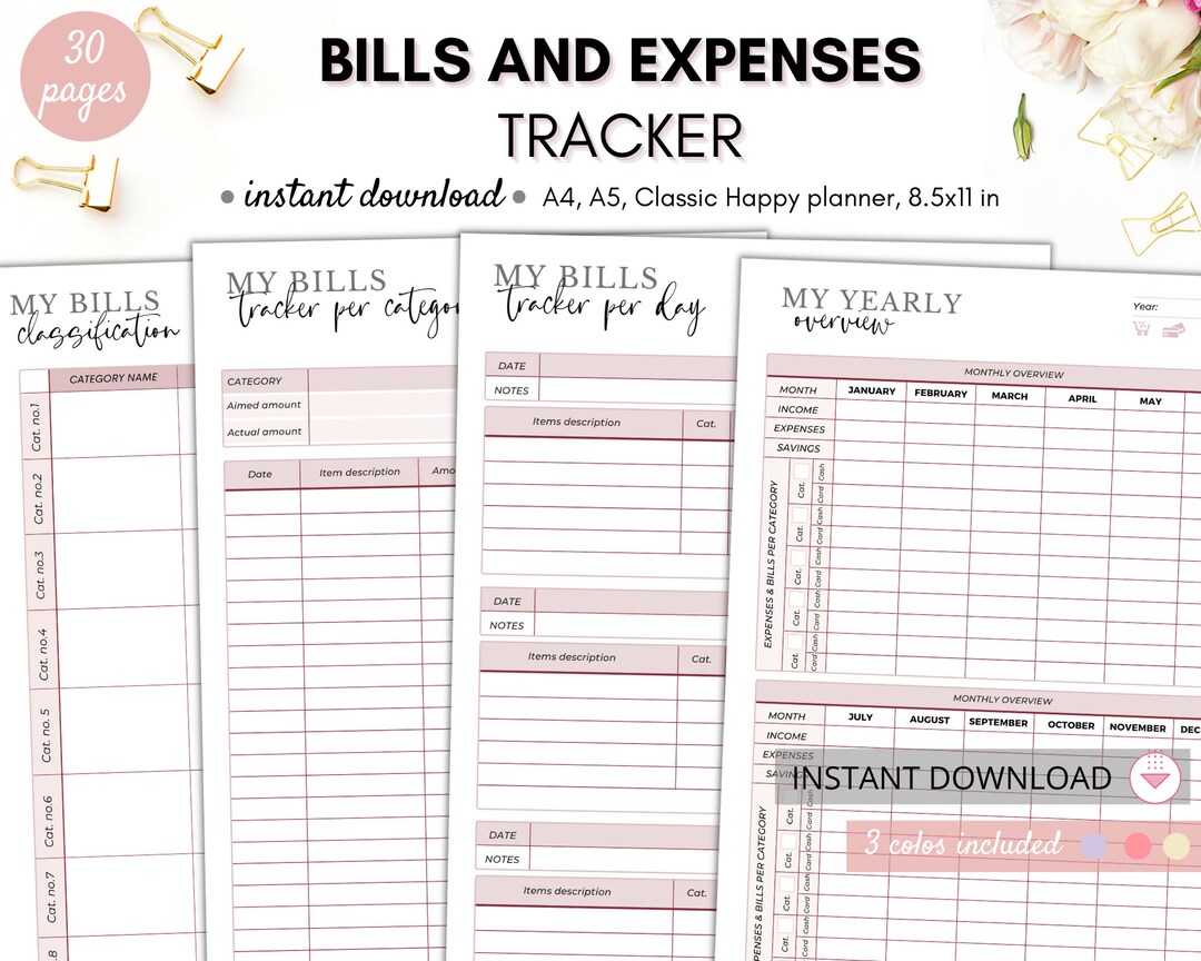 Monthly Bill Tracker, Income and Expense Tracker, Bill Tracker, Bill ...