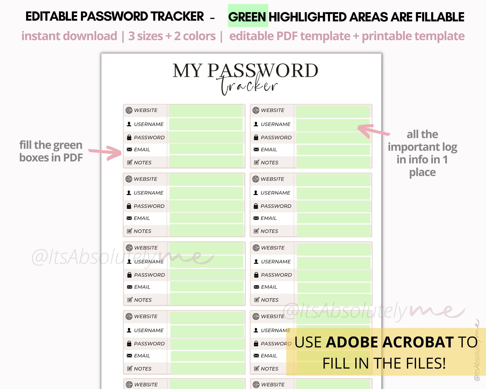 Password Tracker, Digital Password Tracker, Password Tracker Printable ...