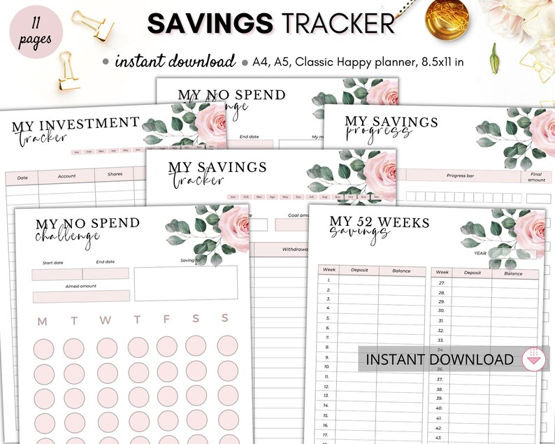 Savings Challenge Savings Tracker Savings Template Savings - Etsy