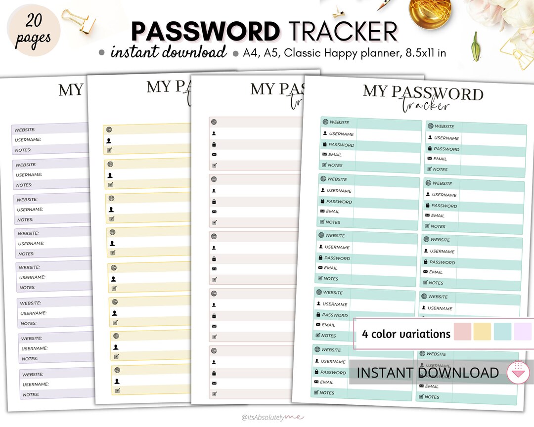 Password Organiser, Password Tracker, Password Book, Password Keeper ...