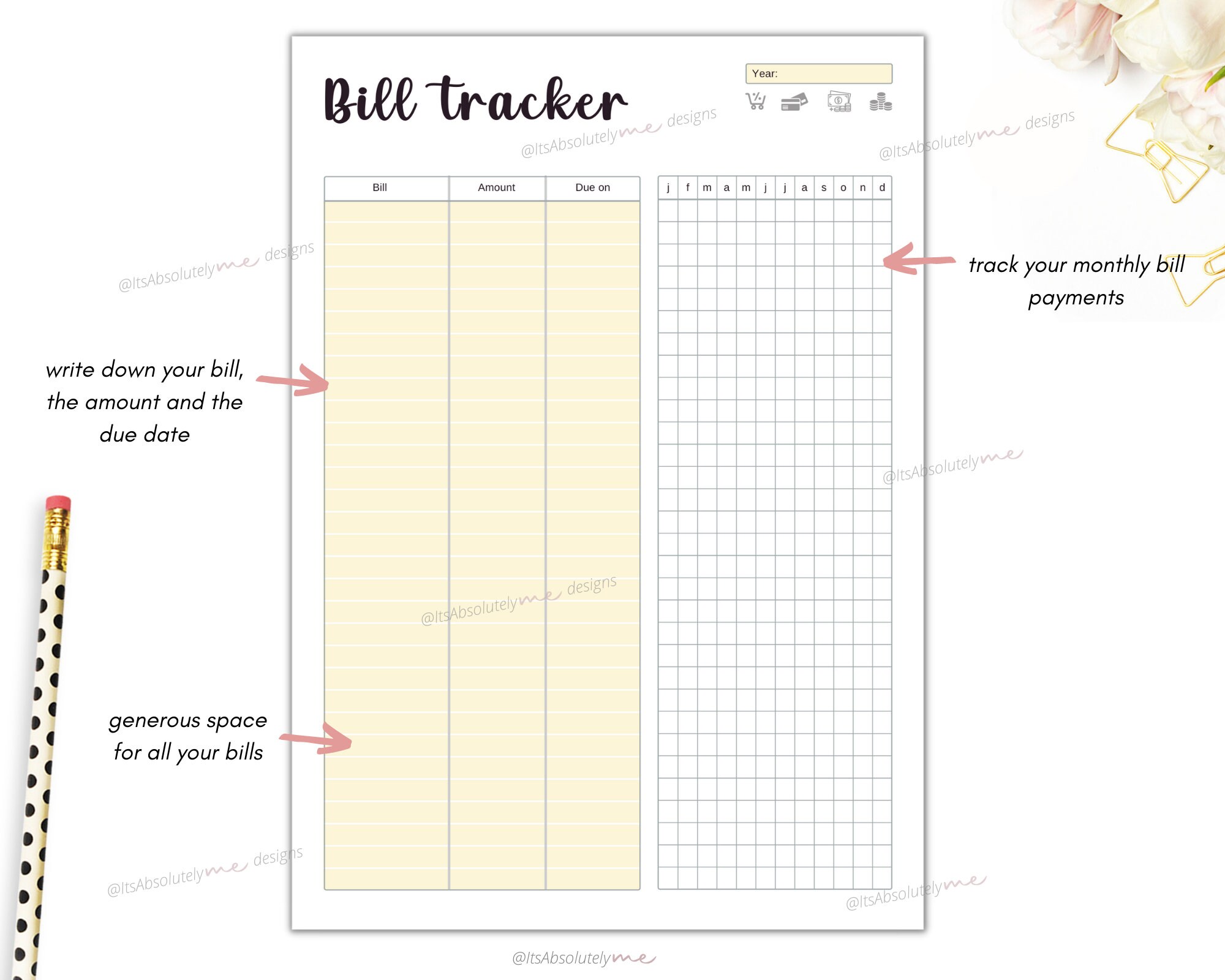 Bill Tracker, Bill Organizer, Spending Tracker, Finance Tracker ...