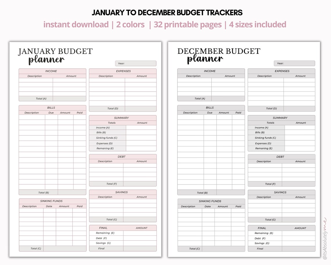 Financial Planner Monthly Budget Finance Planner Paycheck - Etsy