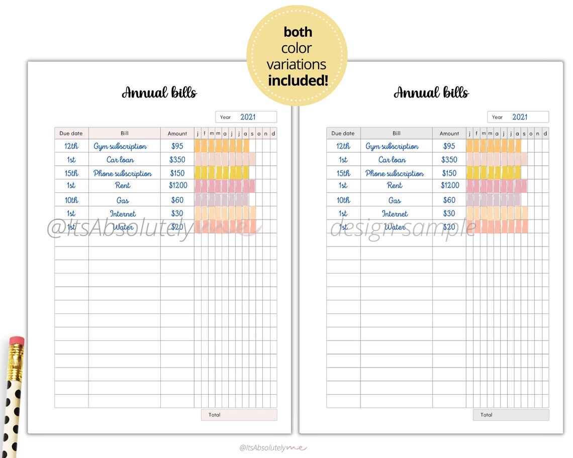 Bill Tracker Expense Tracker Bill Organizer Spending - Etsy
