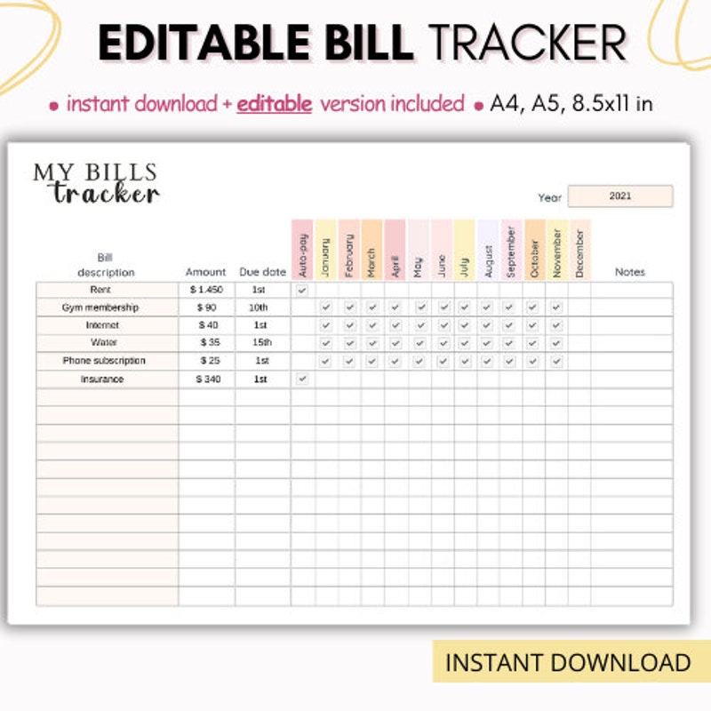 Billing Tracker - Etsy