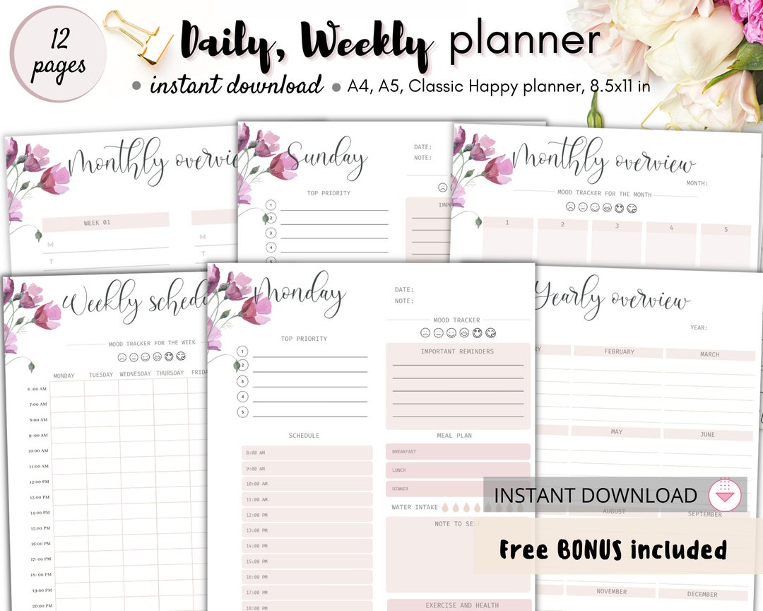 Hourly Planner, Daily Routine Printable, Weekly Hourly Planning, Daily ...