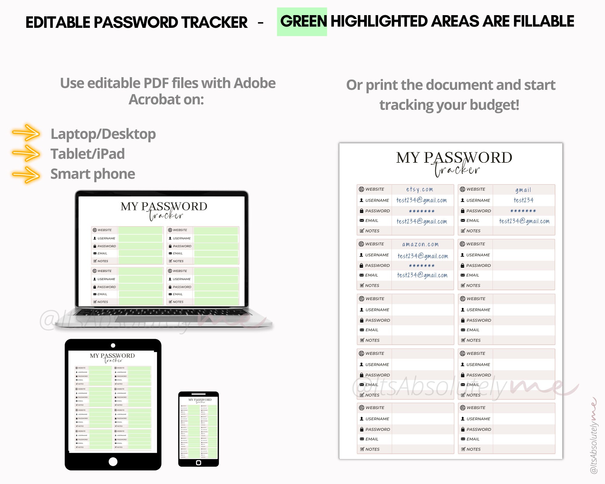 Password Tracker Digital Password Tracker Password Tracker - Etsy