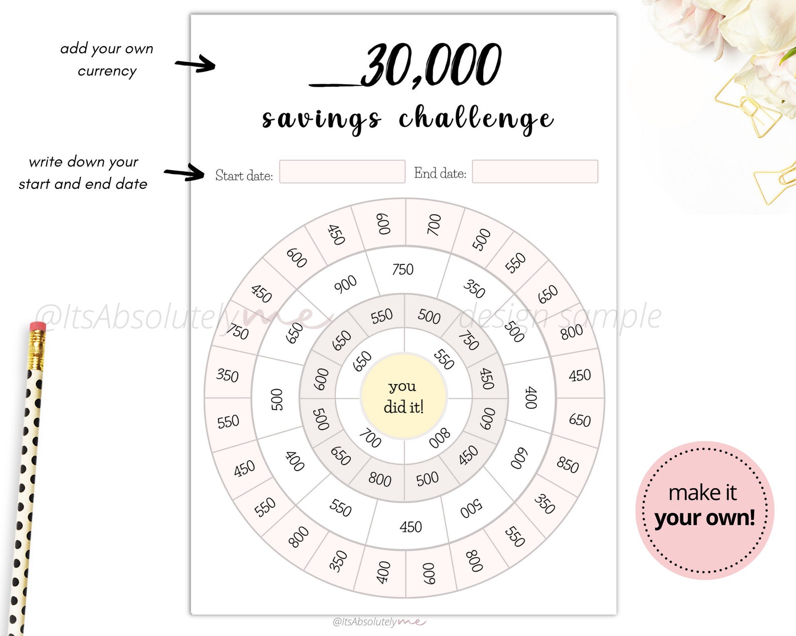 30K Savings Challenge, Savings Tracker, Saving Challenge, House Payoff ...