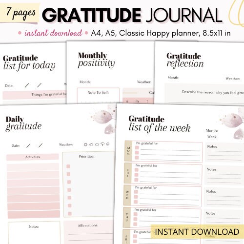 Gratitude Journal, Mindfulness Journal, Self Care Journal, Affirmation ...