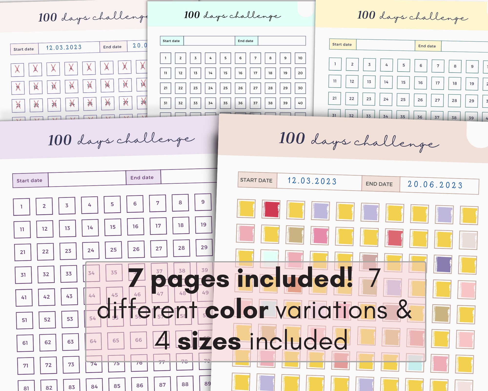 100 Day Challenge, Habit Tracker, Goal Setting, Progress Tracker, Habit ...