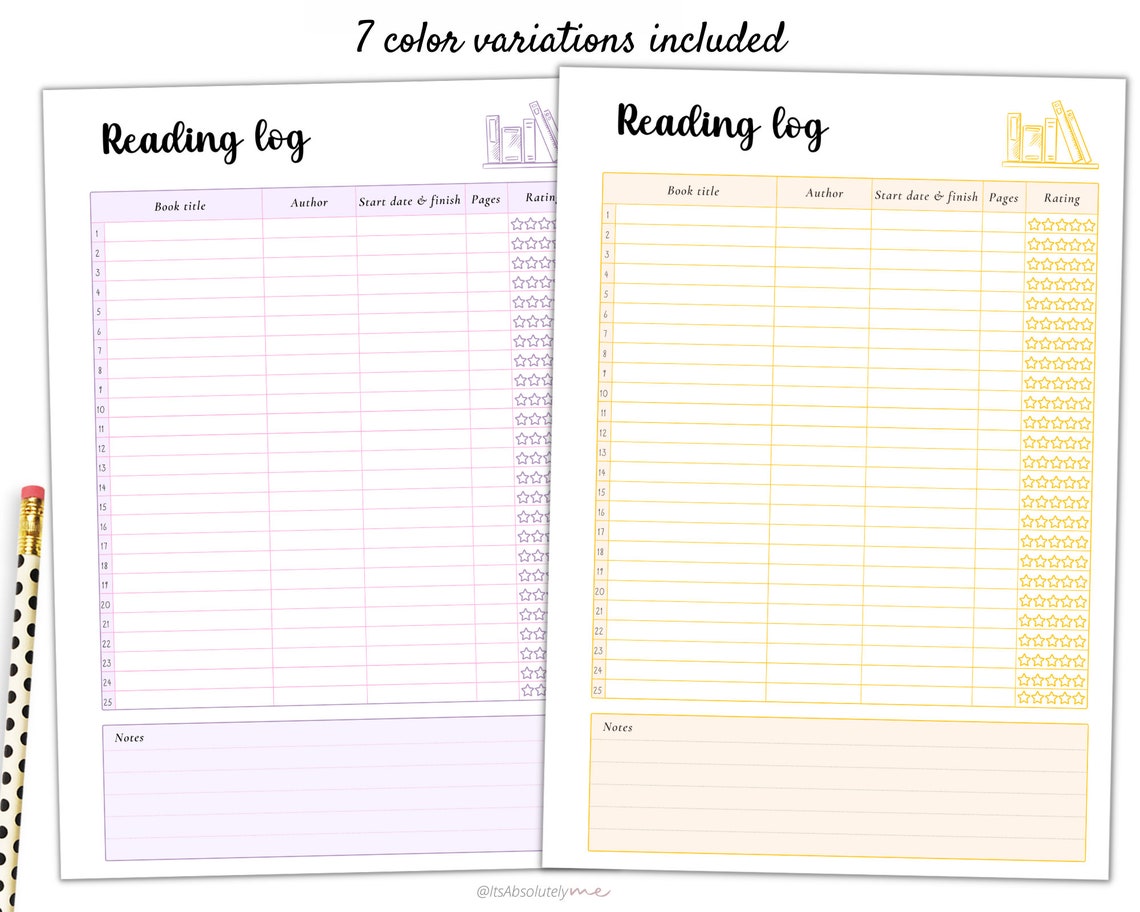 Reading Log Reading Tracker Book Tracker Monthly Reading - Etsy