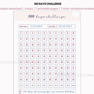 100 Day Challenge, Habit Tracker, Goal Setting, Progress Tracker, Habit ...