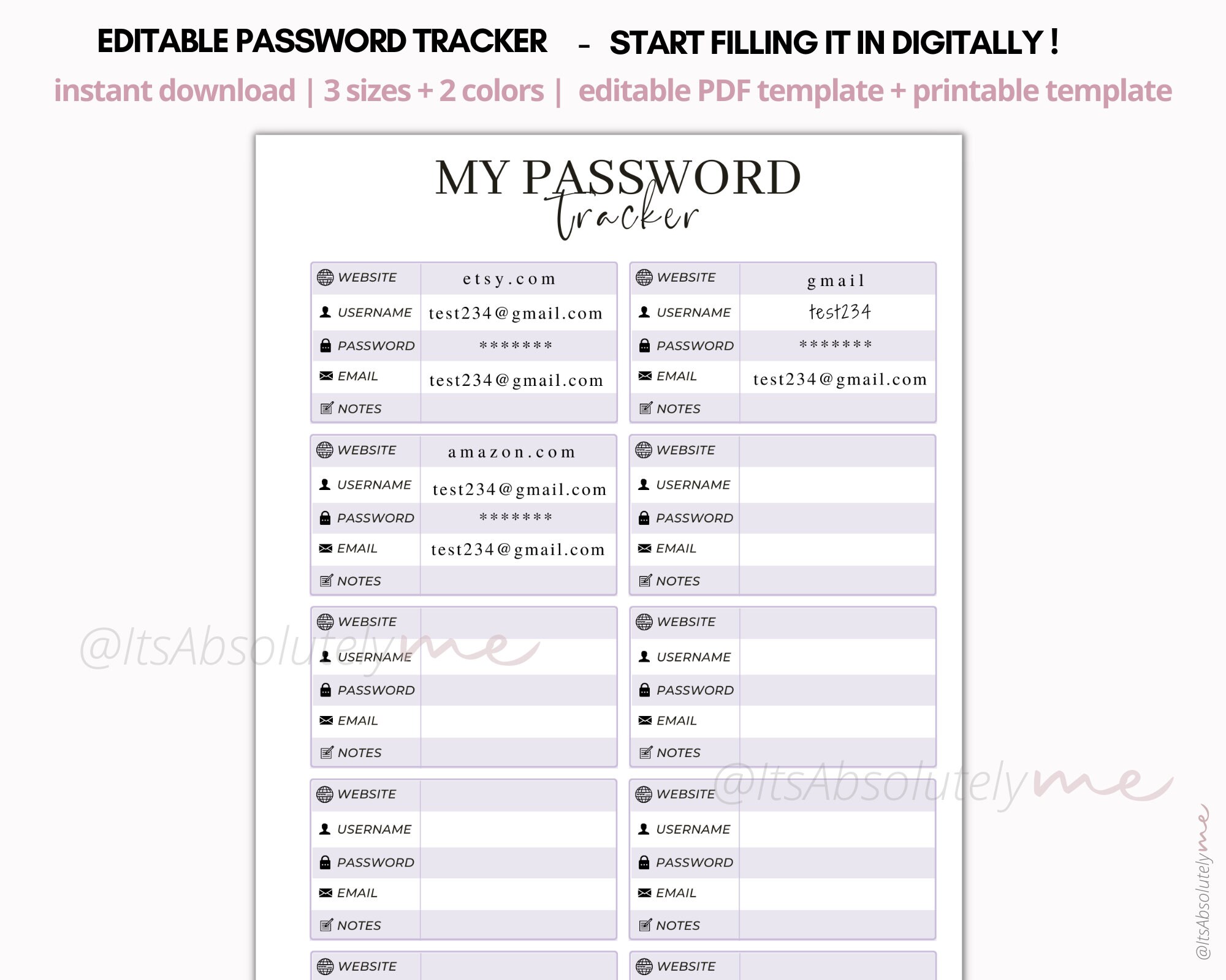 Password Tracker, Digital Password Tracker, Password Tracker Printable ...