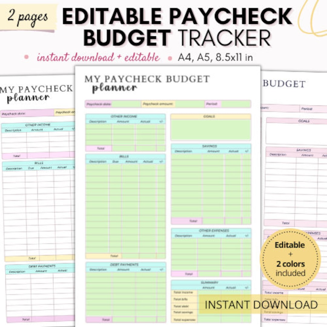 Editable Paycheck Budget, Budget by Paycheck, Biweekly Budget, Budget ...