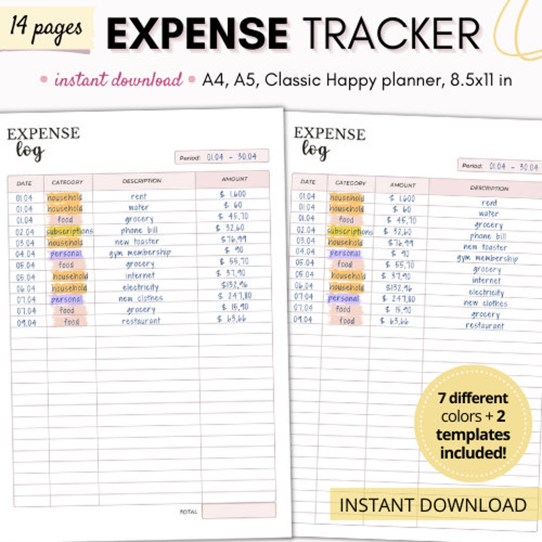 Expense Tracker, Expense Tracker Printable, Monthly Expense Tracker ...