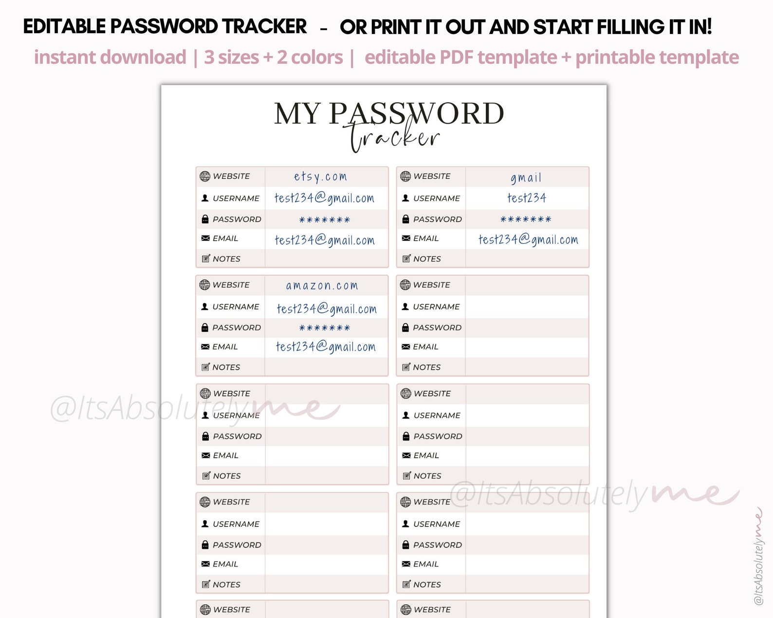 Password Tracker, Digital Password Tracker, Password Tracker Printable ...