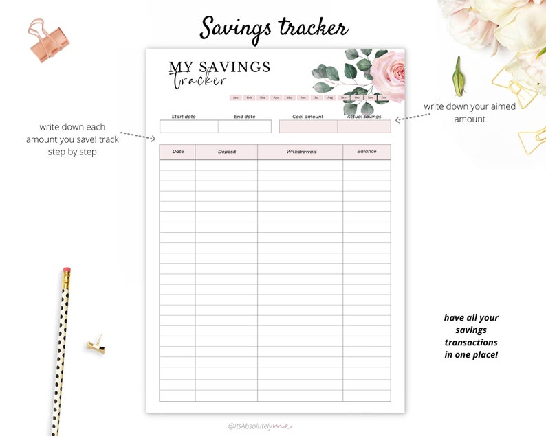 Savings Challenge Savings Tracker Savings Template Savings - Etsy