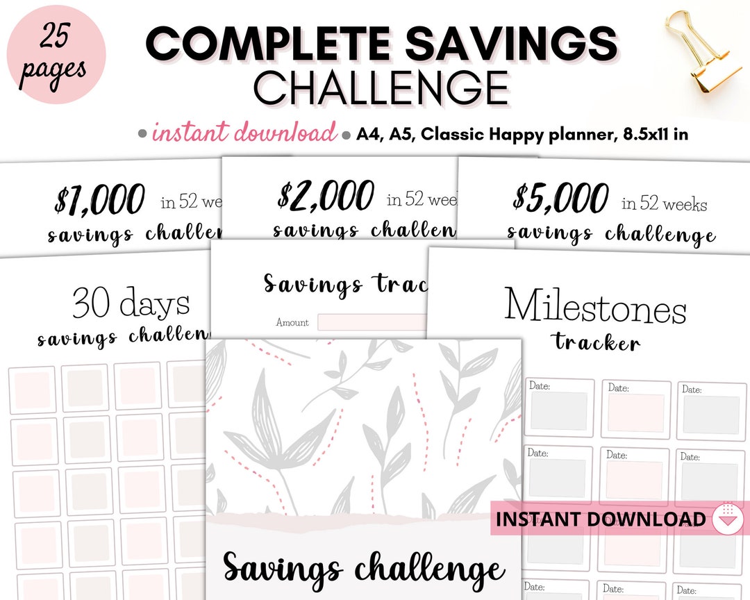 Complete Savings Challenge, Savings Challenge Printable, Money ...