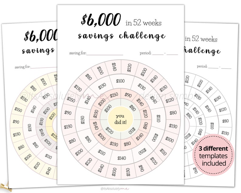 6K Savings Challenge, Savings Tracker, 6,000 Monthly Savings Challenge ...