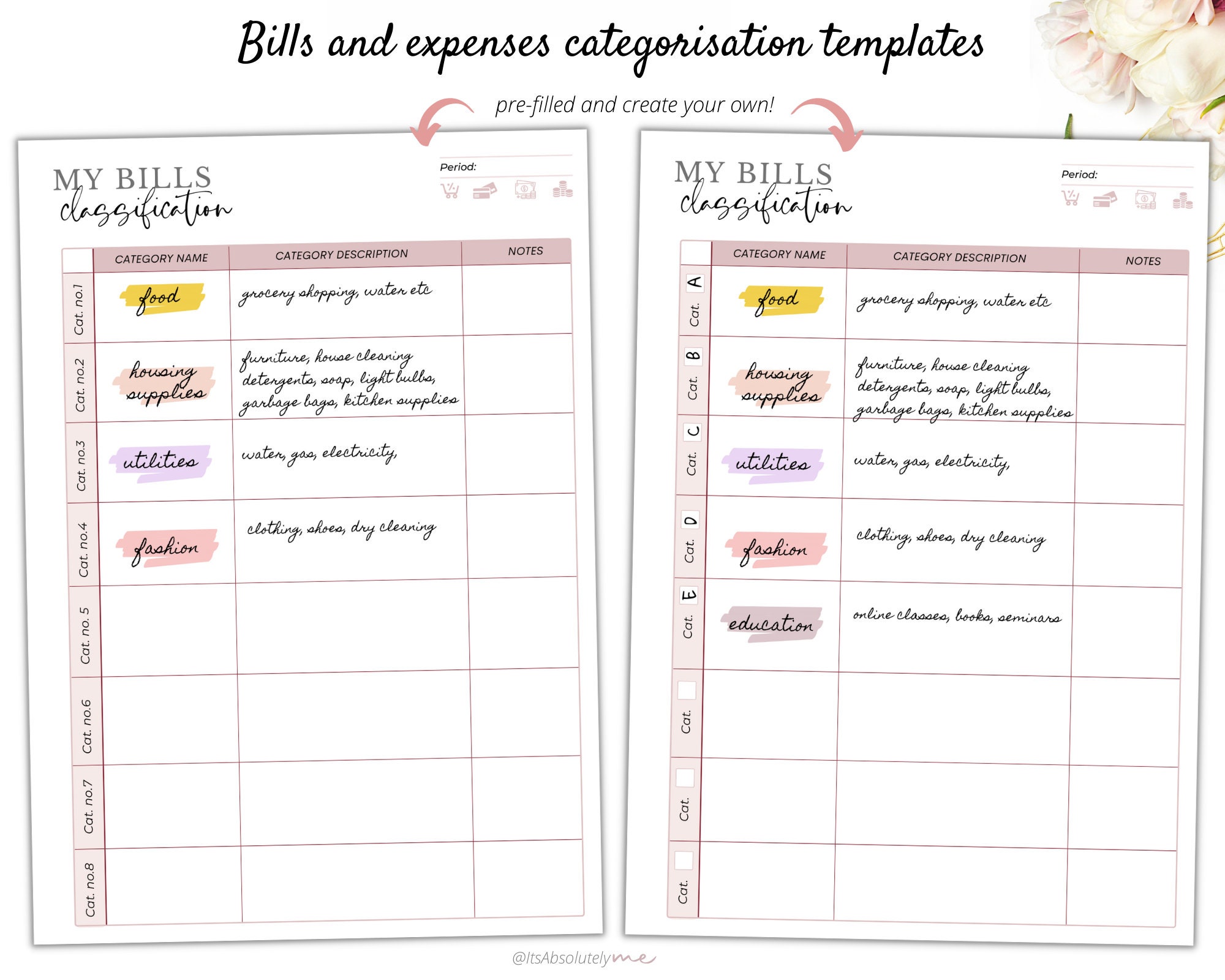 Monthly Bill Tracker Income and Expense Tracker Bill | Etsy