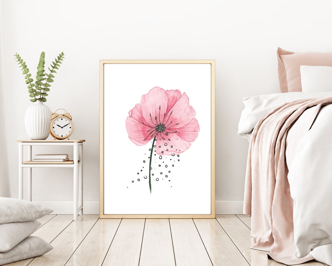 Flower Wall Art Print Pink Flower Poster Flower Wall Art for | Etsy