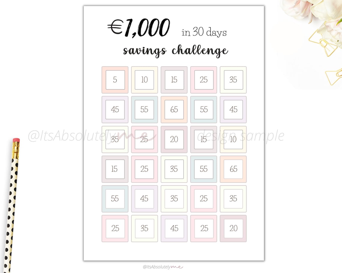 1000 Savings Challenge Savings Tracker 1000 Monthly - Etsy