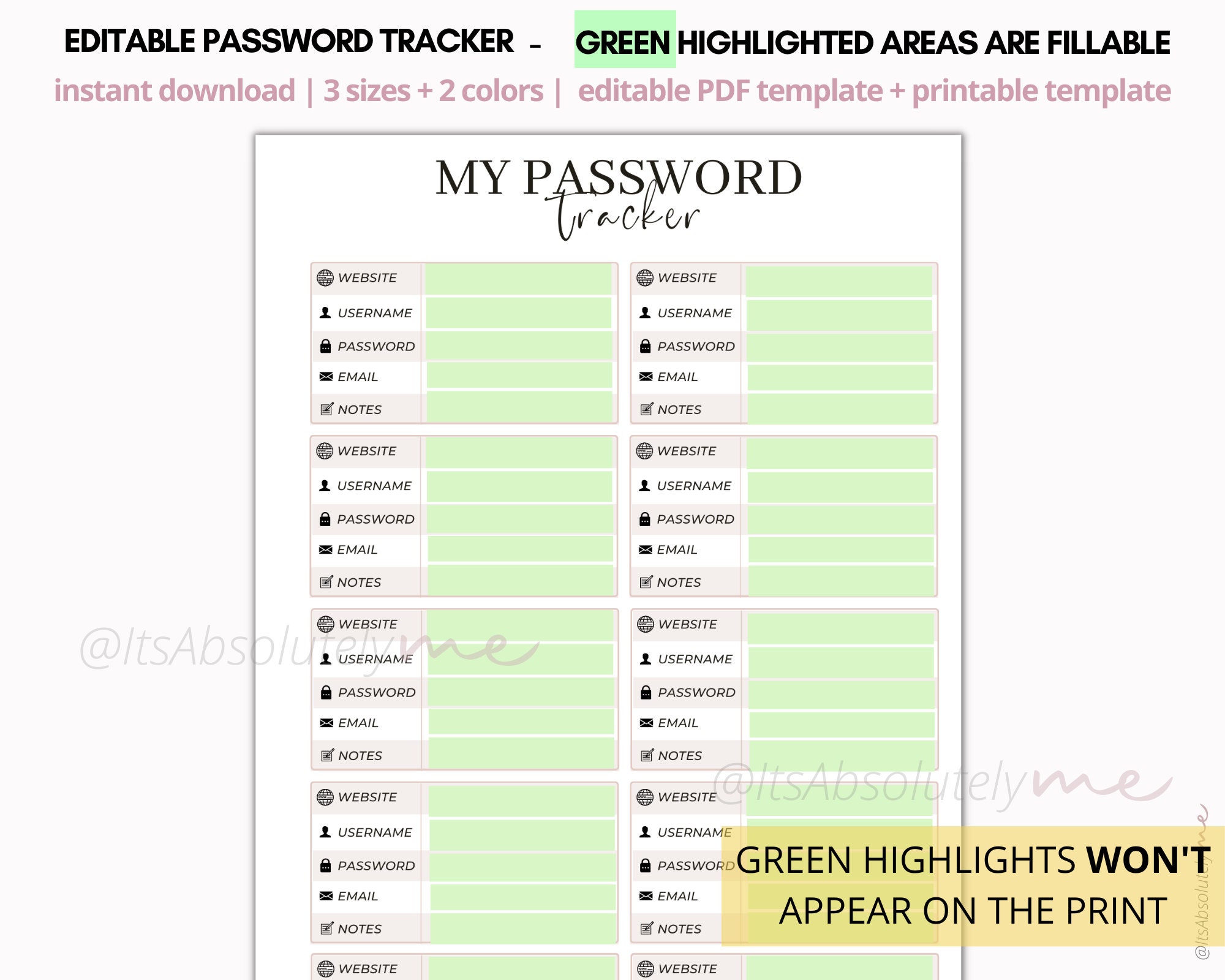 Password Tracker, Digital Password Tracker, Password Tracker Printable ...