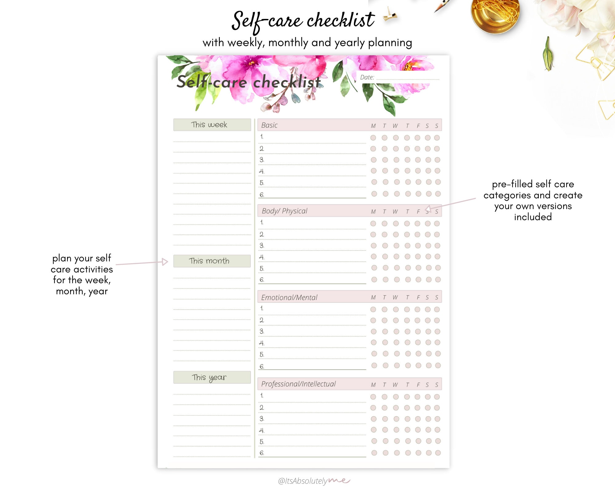 Self love journal Self care journal Self care planner | Etsy