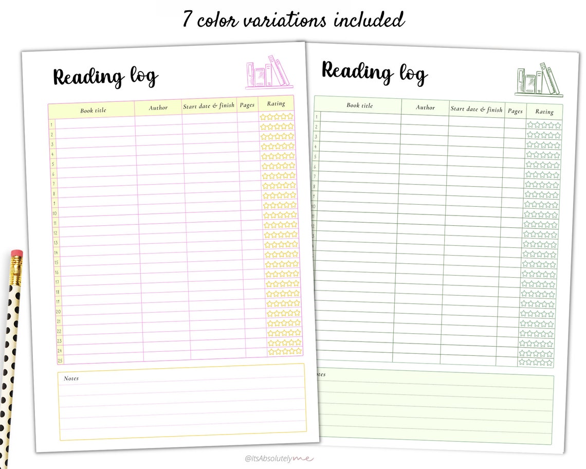 Reading Log Reading Tracker Book Tracker Monthly Reading - Etsy