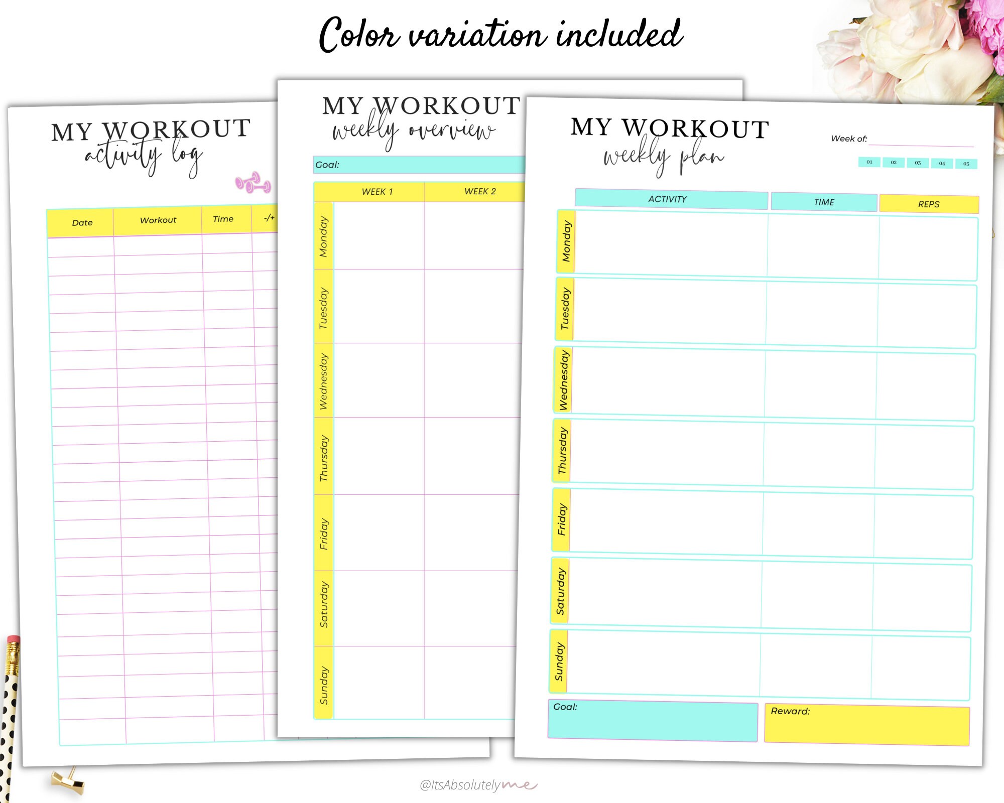 Workout Tracker Workout Plan Workout Calendar Fitness | Etsy