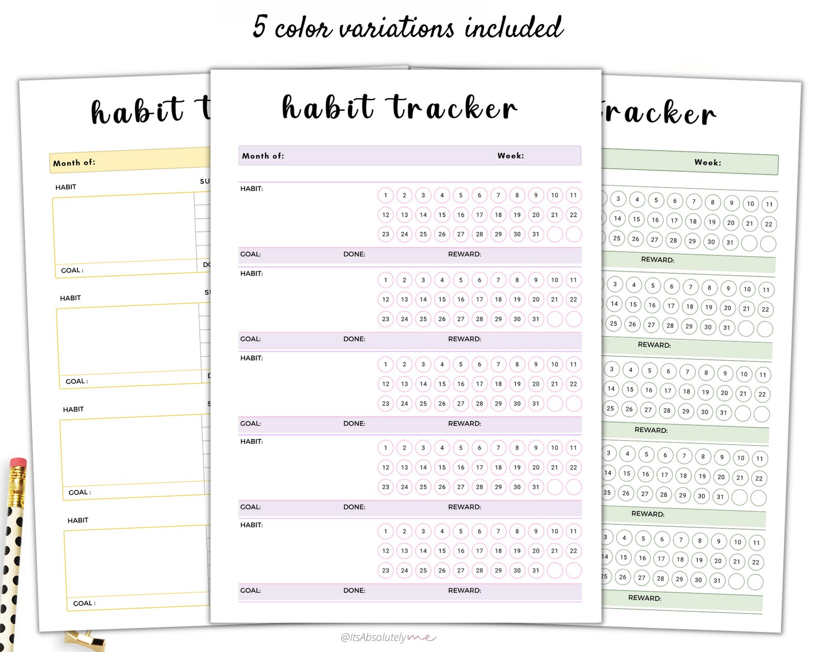 Habit Tracker Printable, Habit Tracker, Cute Habit Tracker, Habit ...