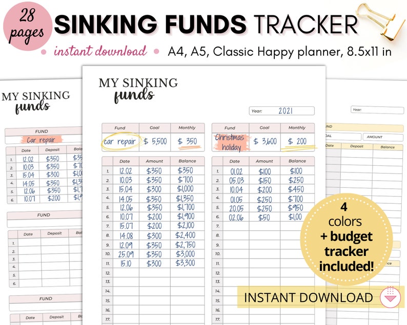 Sinking Funds Tracker Sinking Funds// Expense Tracker and - Etsy