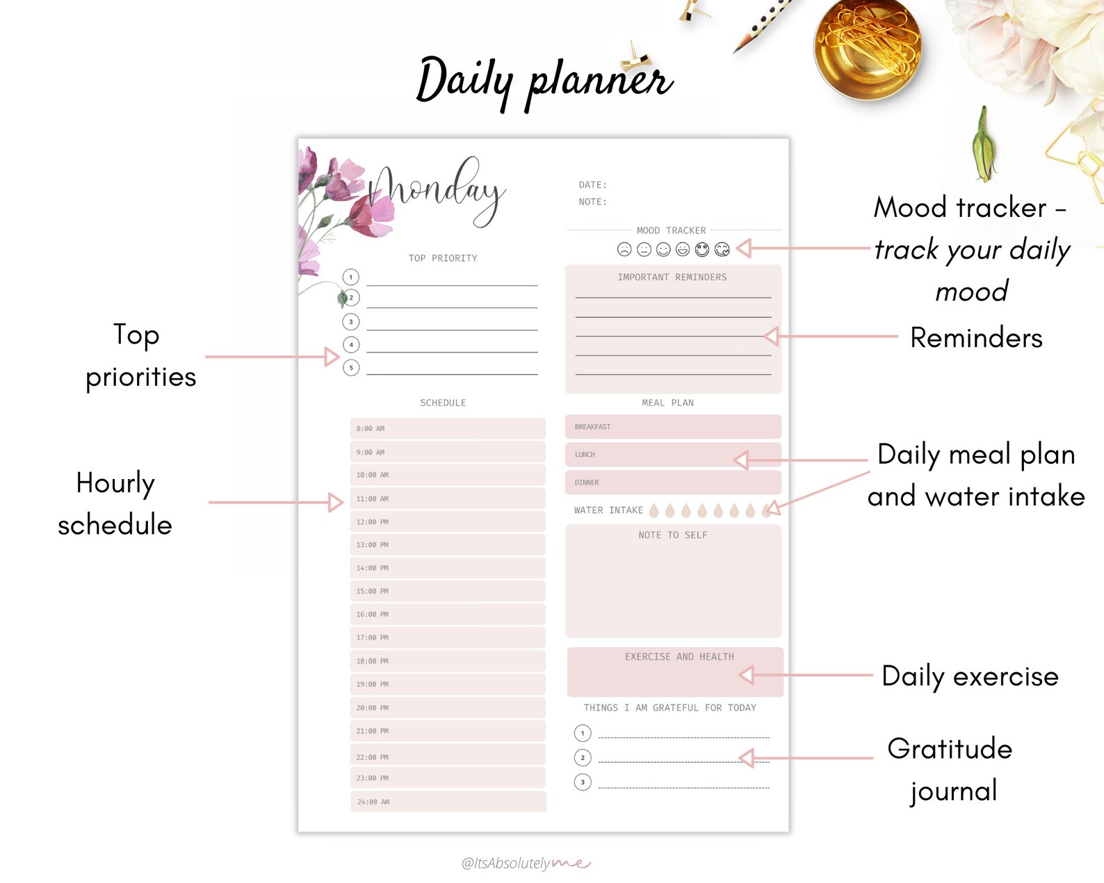Hourly Planner Daily Routine Printable Weekly Hourly | Etsy