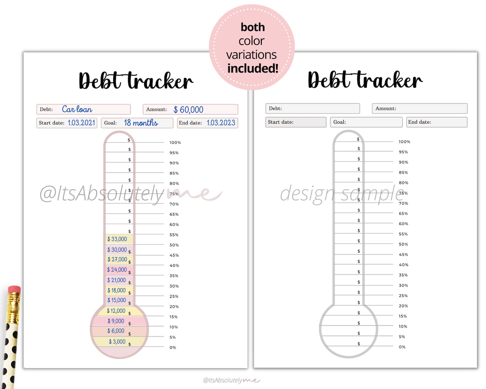 Debt Tracker Debt Snowball Debt Thermometer Debt Payoff - Etsy