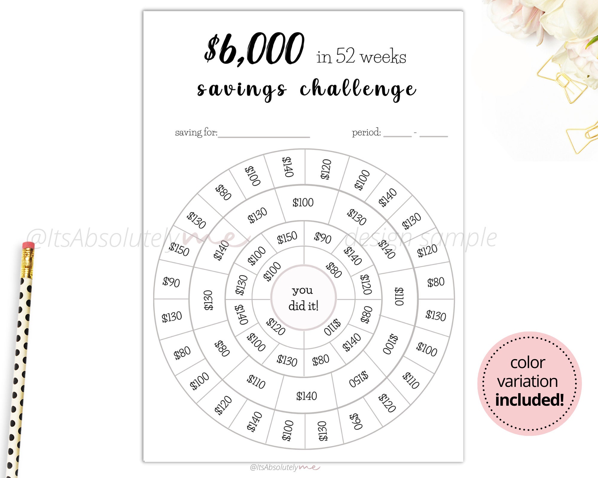 6K Savings Challenge Savings Tracker 6000 Monthly Savings | Etsy
