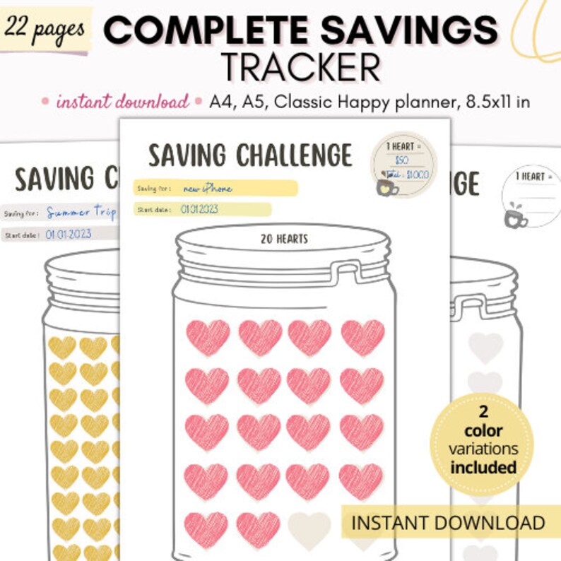Savings Challenge, Savings Tracker, Saving Tracker Bundle, Saving ...