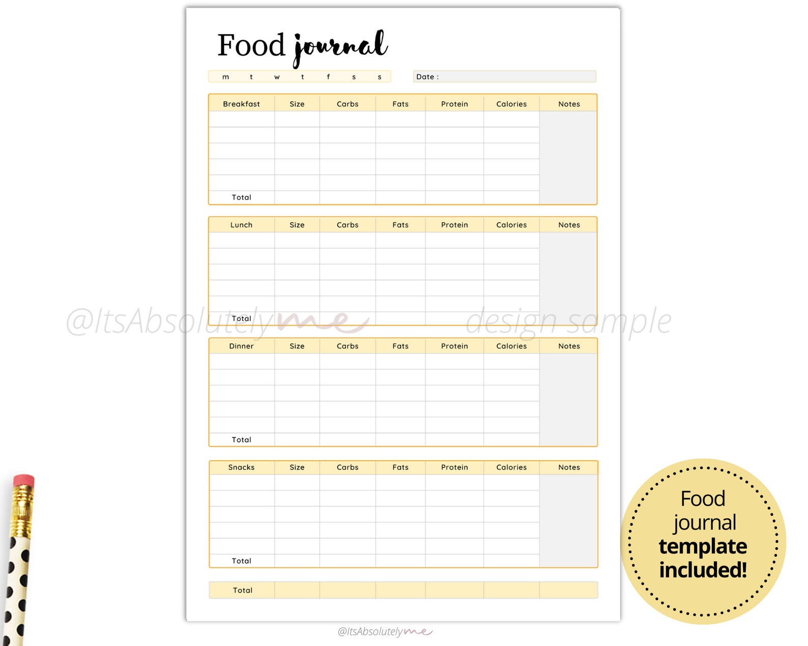 Meal Planner, Food Journal, Meal Prep Planner, Meal Plan Template ...