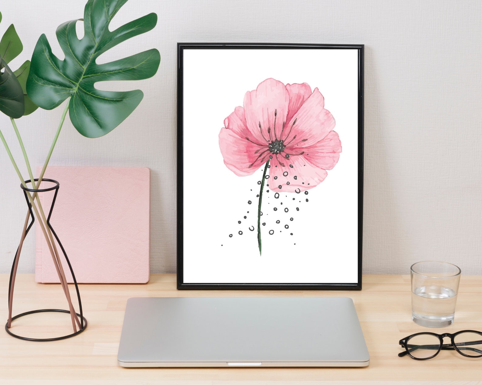 Flower Wall Art Print Pink Flower Poster Flower Wall Art for | Etsy