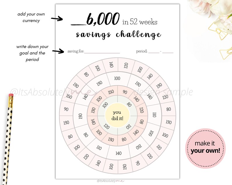 6K Savings Challenge Savings Tracker 6000 Monthly Savings | Etsy