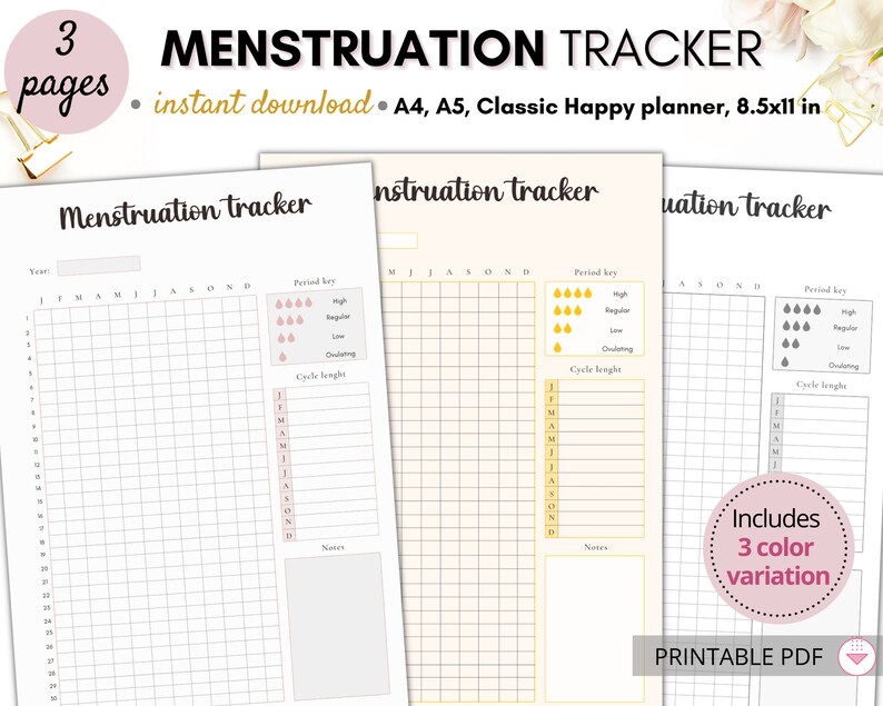 Period Tracker Period Tracker Printable Menstrual Tracker - Etsy