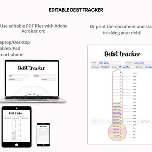 Editable Debt Tracker, Debt Snowball, Debt Thermometer, Debt Payoff ...