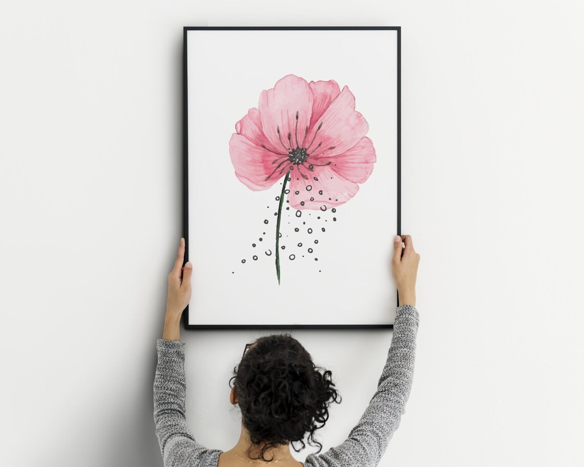 Flower Wall Art Print Pink Flower Poster Flower Wall Art for | Etsy