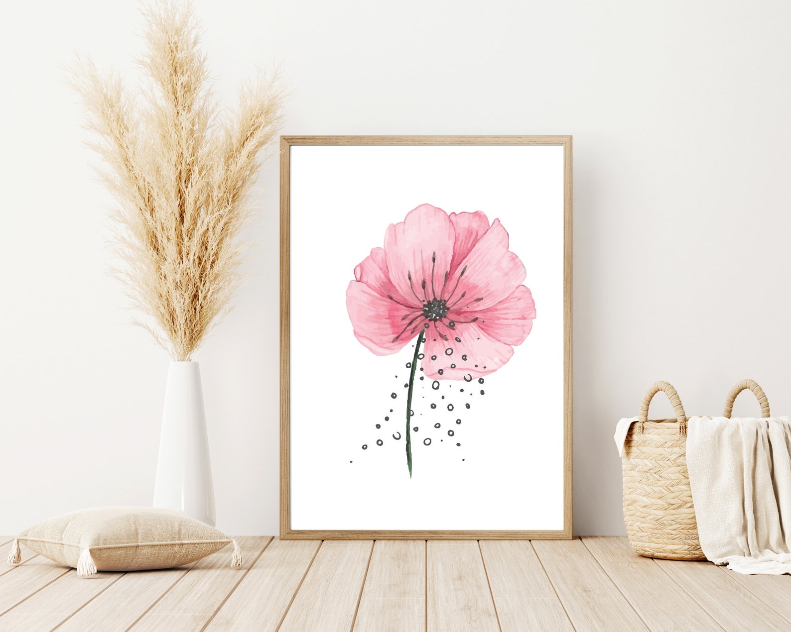 Flower Wall Art Print Pink Flower Poster Flower Wall Art for | Etsy