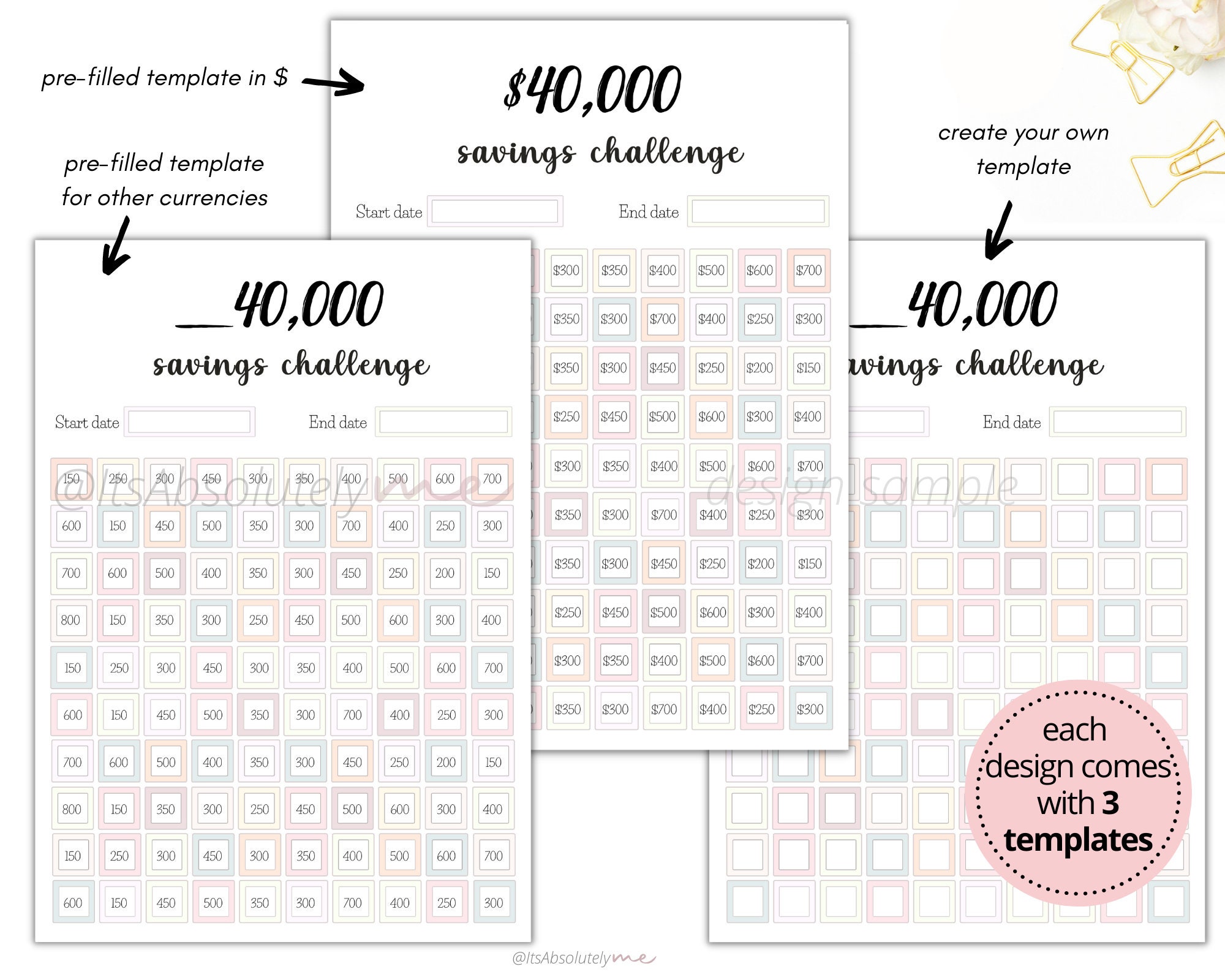 40K Tracker Savings Challenge Money Challenge Saving - Etsy