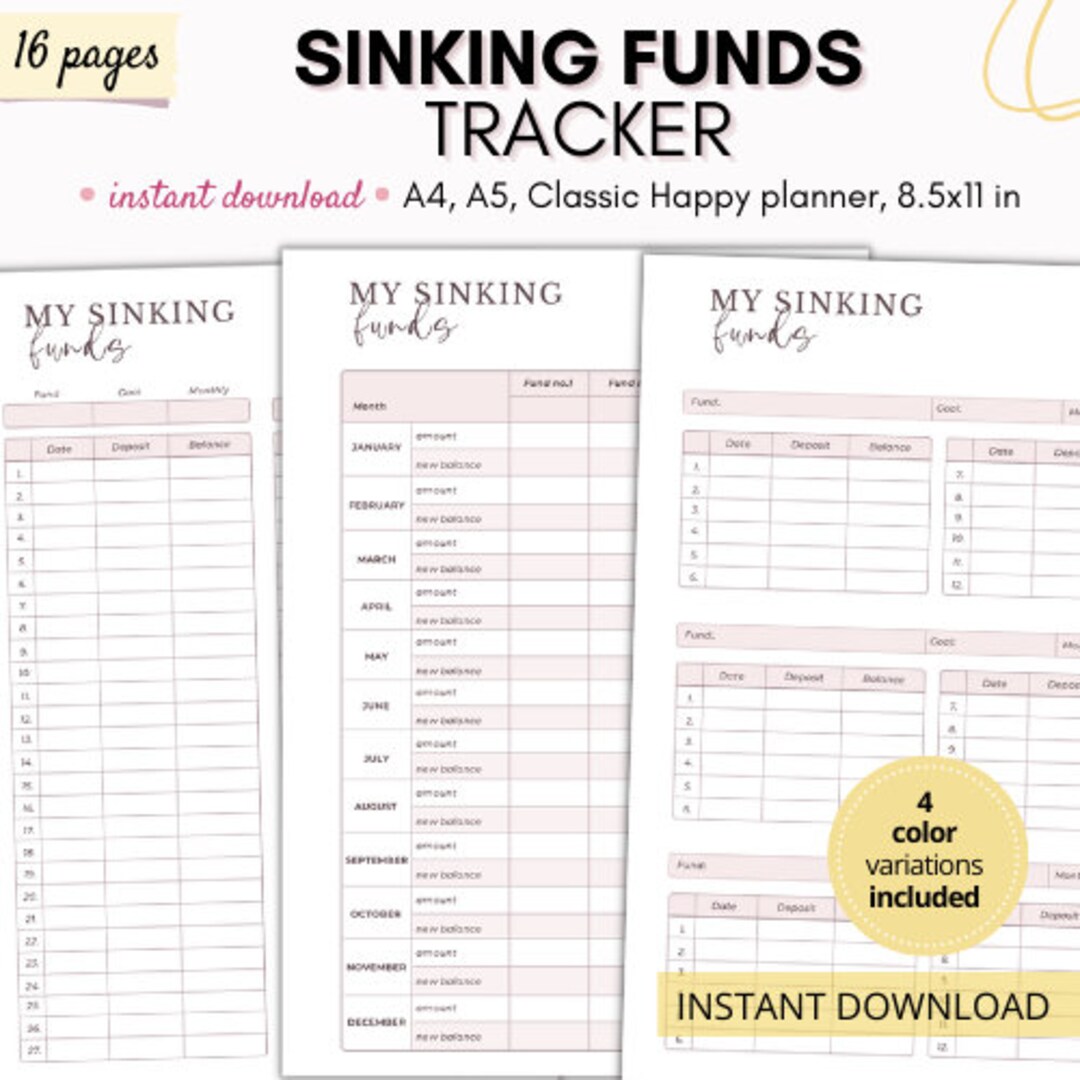 Sinking Funds Tracker Printable, Sinking Funds Tracker, Sinking Funds ...