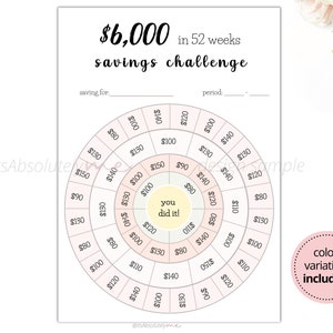 6K Savings Challenge, Savings Tracker, 6,000 Monthly Savings Challenge ...
