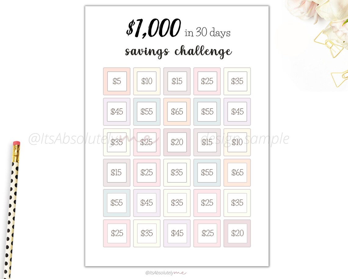 1000 Savings Challenge Savings Tracker 1000 Monthly - Etsy