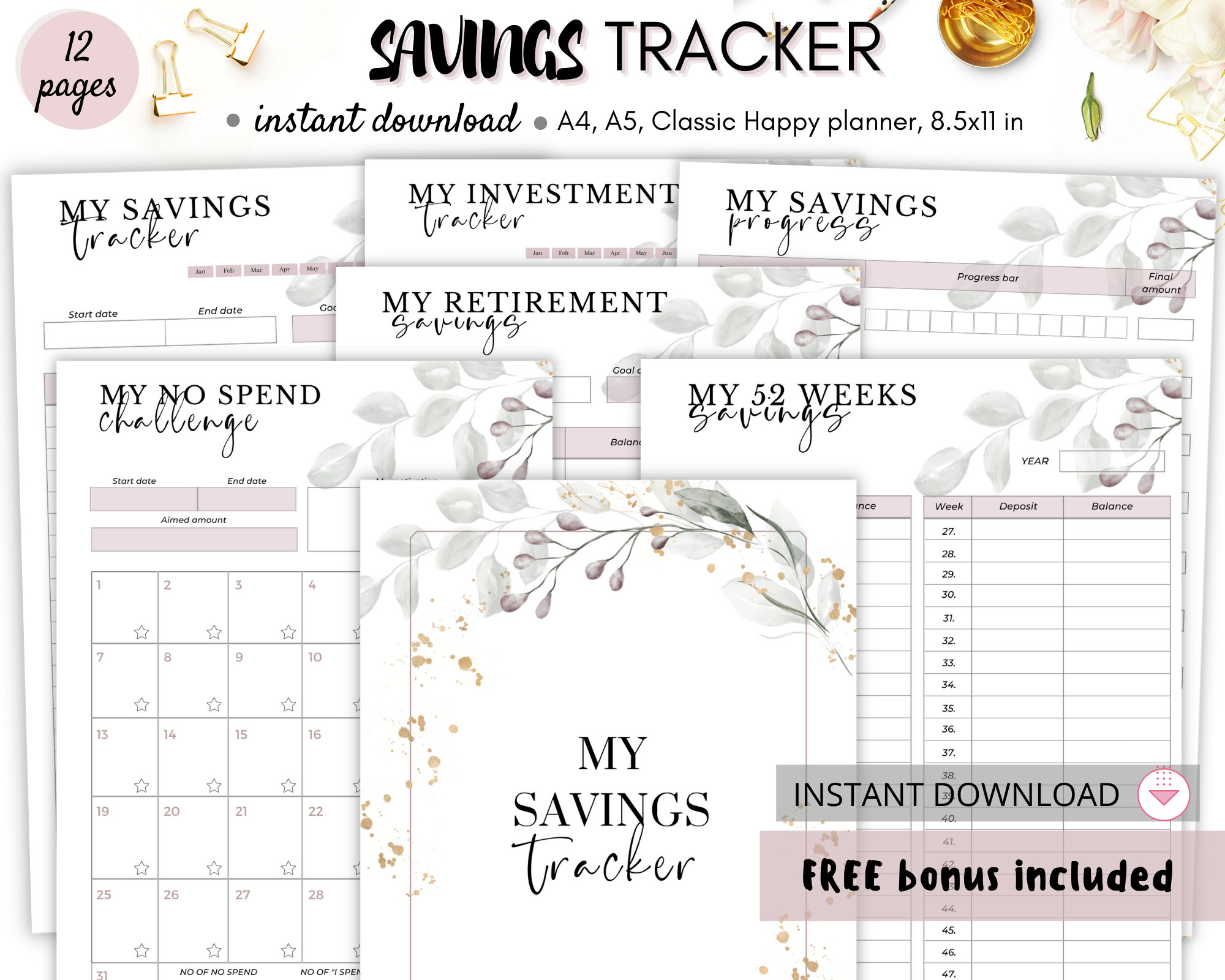 Savings Tracker, Savings Challenge, Savings Goal With Savings Template ...