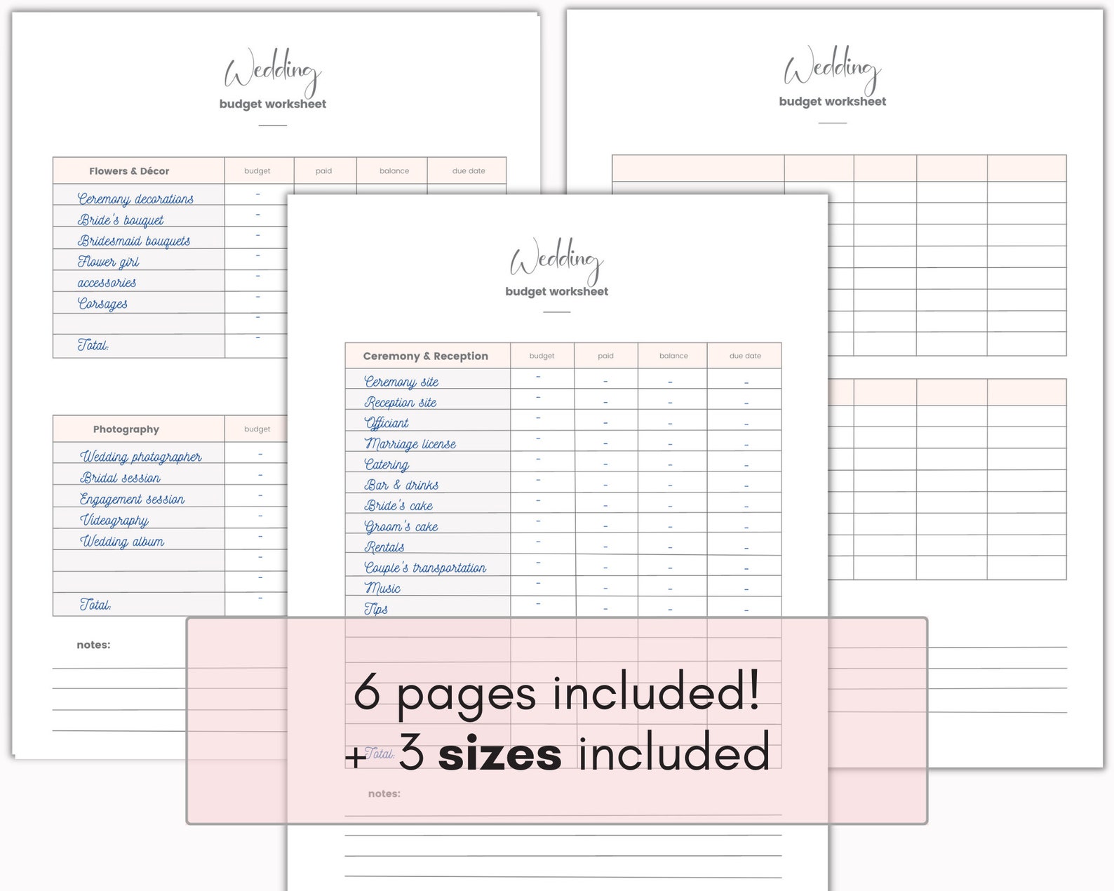 Wedding Budget Tracker Printable, Wedding Planner Printable, Wedding ...