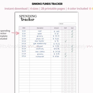 Sinking Funds Tracker, Sinking Funds// Expense Tracker and Monthly ...