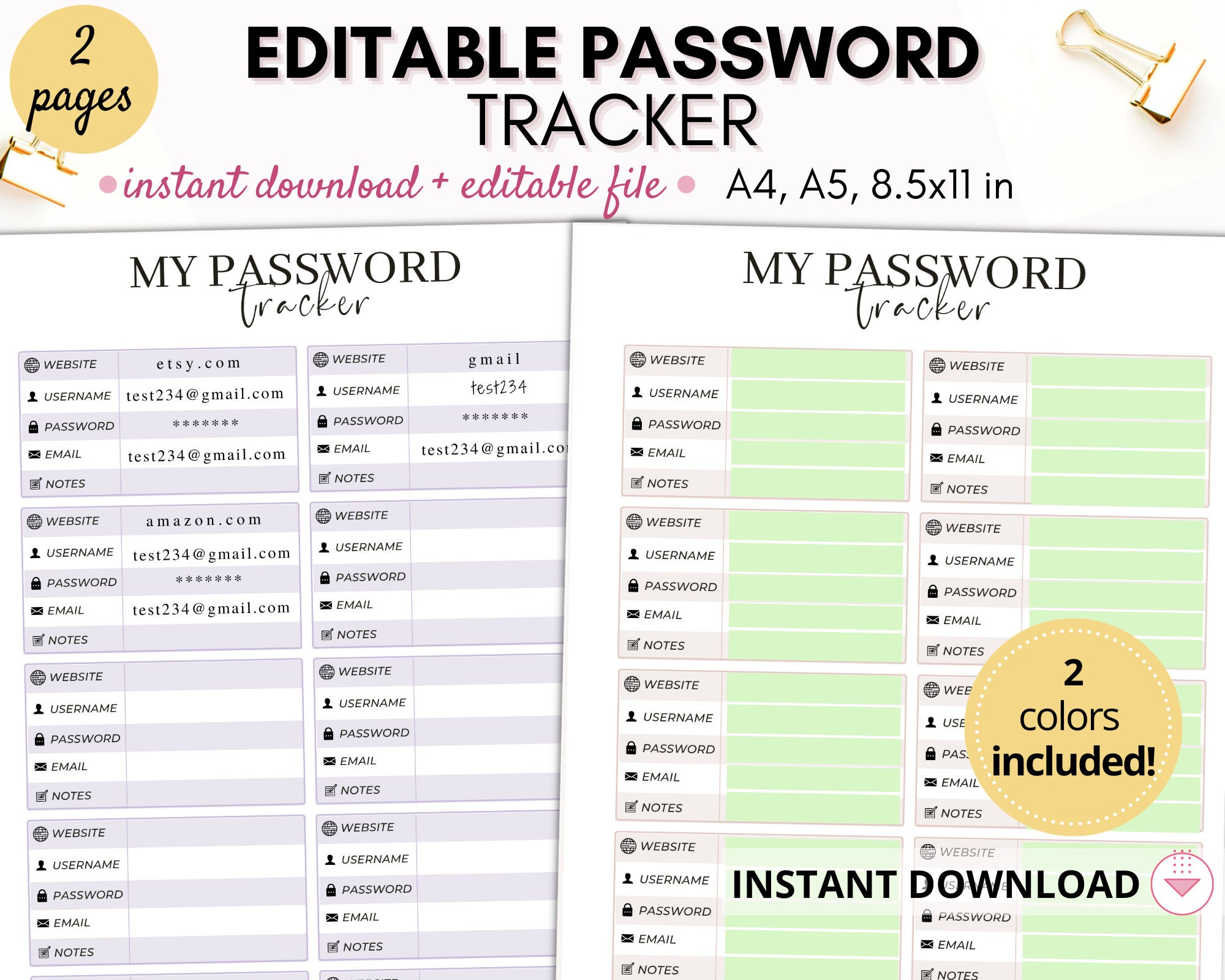 Password Tracker Digital Password Tracker Password Tracker - Etsy